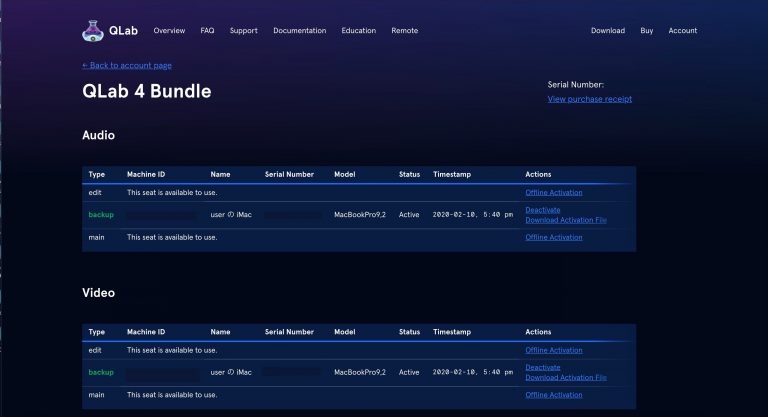 QLab Licenseを移動 | TalkBack to Stage ステージトークバック