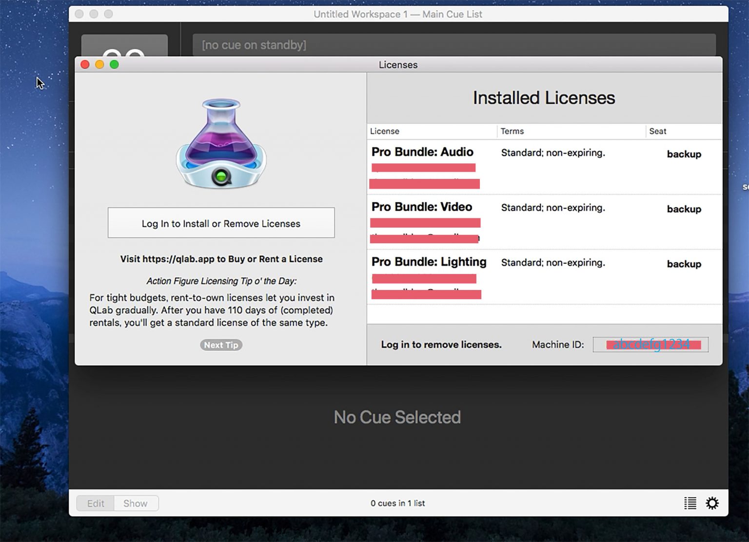 QLab Licenseを移動 | TalkBack to Stage ステージトークバック